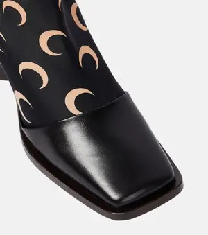 MARINE SERRE Printed Leather-trimmed Sock Boots