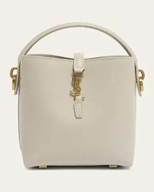 Saint Laurent Le 37 Mini Bucket Bag In Smooth Leather - Blanc Vintage