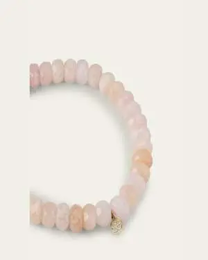 SYDNEY EVAN 14k Morganite Beaded Bracelet With Diamond And Sapphire Disc Charm