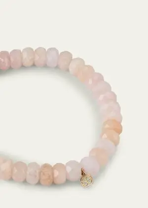 SYDNEY EVAN 14k Morganite Beaded Bracelet With Diamond And Sapphire Disc Charm