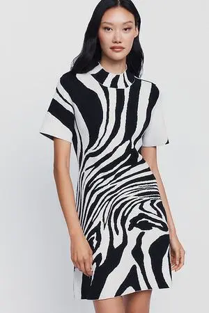 Anthropologie Short-sleeve Mock-neck Sweater Mini Dress