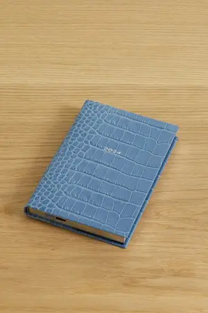 Smythson Panama Mara 2024 Croc-effect Leather Weekly Diary - Blue