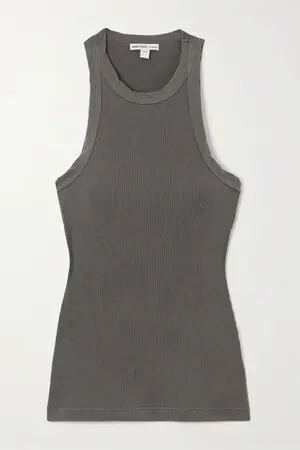 JAMES PERSE James Perse Ribbed Stretch-Supima Cotton Tank Gray