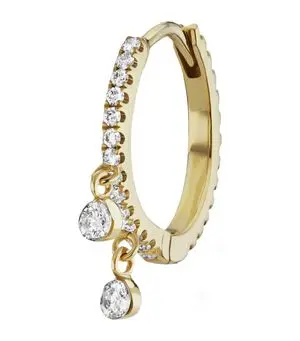 MARIA TASH Diamond Eternity Double Dangle Single Hoop Earring - Gold