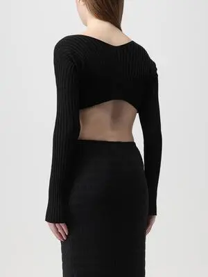 Jacquemus Ribbed Knit Cropped Top With Chain Detail