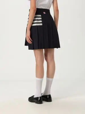 Thom Browne Pleated Skirt With Signature Stripes - Blue