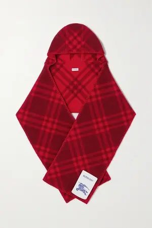 Burberry Hooded Checked Wool-jacquard Scarf