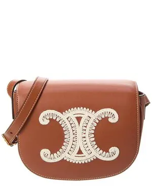 Celine Celine Folco Cuir Triomphe Leather Shoulder Bag - Brown