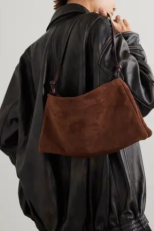 Staud Vivi Leather-trimmed Suede Shoulder Bag