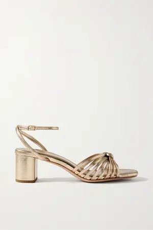 LOEFFLER RANDALL Net Sustain Olivia Knotted Metallic Leather Sandals - Gold