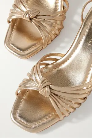 LOEFFLER RANDALL Net Sustain Olivia Knotted Metallic Leather Sandals - Gold