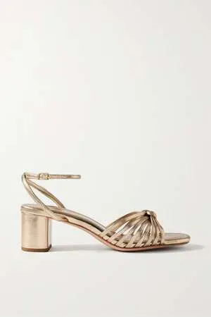 LOEFFLER RANDALL Net Sustain Olivia Knotted Metallic Leather Sandals - Gold