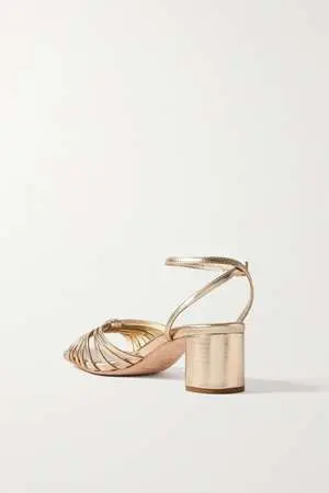 LOEFFLER RANDALL Net Sustain Olivia Knotted Metallic Leather Sandals - Gold