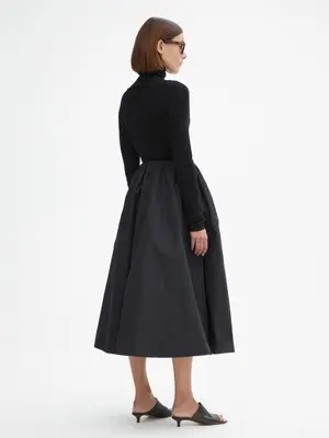 HOUSE OF DAGMAR A-lined Silk Taffeta Midi Skirt