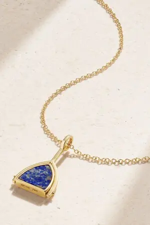 Mateo Flip 14-karat Lapis Lazuli And Diamond Necklace - Gold