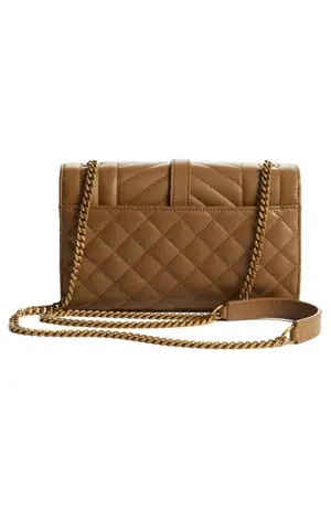 Saint Laurent Small Envelope Chain Strap Leather Shoulder Bag - Dark Cork