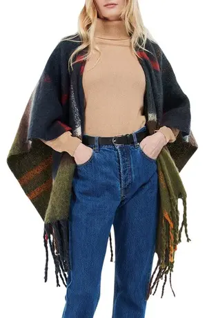 BARBOUR Isla Bouclé Plaid Shawl
