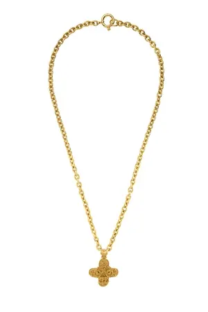 Chanel Filigree Cross Pendant Necklace - Gold