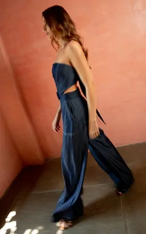 ANDRES OTALORA Berraquera Cutout Denim Jumpsuit Us 4