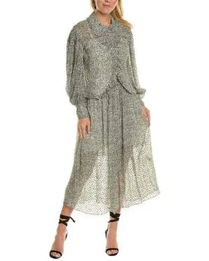 Rebecca Taylor Rebecca Taylor Fleur Ruffle Silk-Blend Dress - Grey