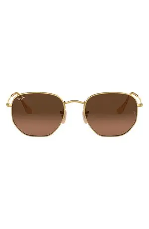 Ray-ban 48mm Irregular Sunglasses Gold