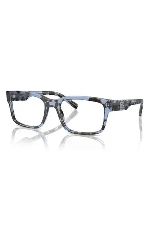 Dolce & Gabbana 57mm Rectangular Eyeglasses - Havana Blue