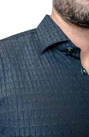 MACEOO Fibonacci Textured Lines Button-up Shirt