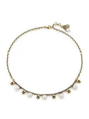 Alexander McQueen Goldtone & Imitation Skull Necklace - Pearl
