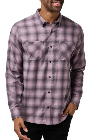 Travis Mathew Cloud Plaid Flannel Button-up Shirt - Elderberry/total Eclipse