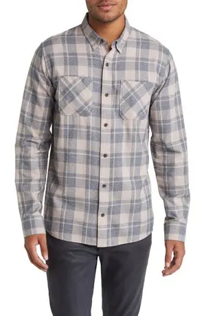 Travis Mathew Cloud Plaid Flannel Button-up Shirt - Portabella/black