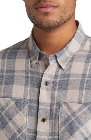 Travis Mathew Cloud Plaid Flannel Button-up Shirt - Portabella/black