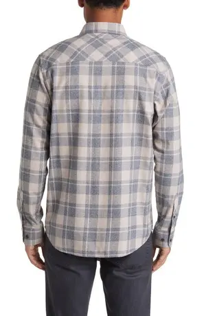 Travis Mathew Cloud Plaid Flannel Button-up Shirt - Portabella/black
