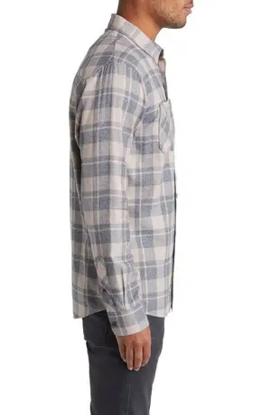 Travis Mathew Cloud Plaid Flannel Button-up Shirt - Portabella/black