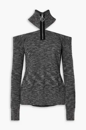 CHRISTOPHER KANE Cold-shoulder Wool Half-zip Sweater