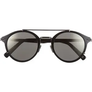Dior Blacksuit R7u Round Sunglasses - Shiny Black / Brown Mirror