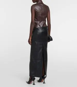 AYA MUSE Belted Coated Midi Skirt