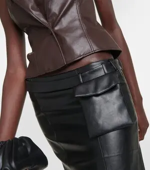 AYA MUSE Belted Coated Midi Skirt