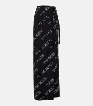 Vetements Logo Cotton Wrap Skirt - Black