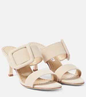 Manolo Blahnik Gable Suede Sandals - Beige
