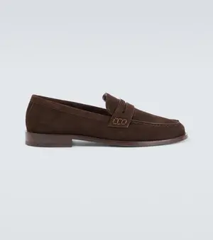 Manolo Blahnik Perry Suede Penny Loafers - Brown