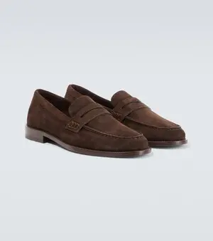 Manolo Blahnik Perry Suede Penny Loafers - Brown