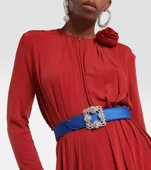 Manolo Blahnik Hangisi Crystal-embellished Belt - Blue