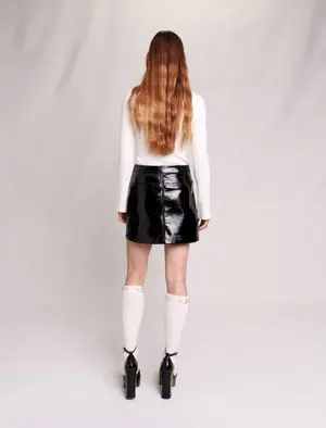Maje Short Vinyl Skirt With Zip Detail
