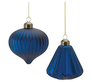 MELROSE Set Of 12 Ribbed Glass Ornament - One-color