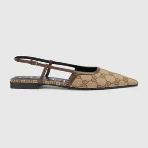 Gucci Gg Slingback Ballet Flat Gg Canvas