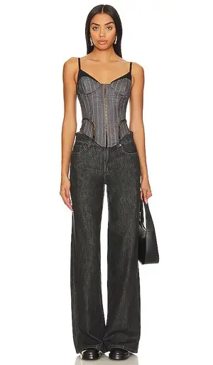 Alice + Olivia Alice + Olivia Trish Low Rise Baggy Jean In Black  display picture 1