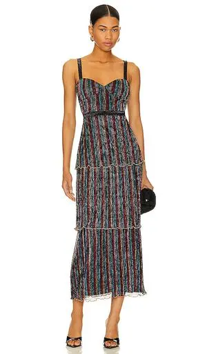 Saylor Aviva Tiered Metallic Dress