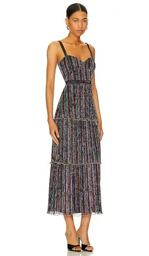 Saylor Aviva Tiered Metallic Dress