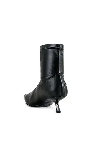 ANINE BING Faux Leather Hilda Kitten Heel Pointed Toe Boots - Black