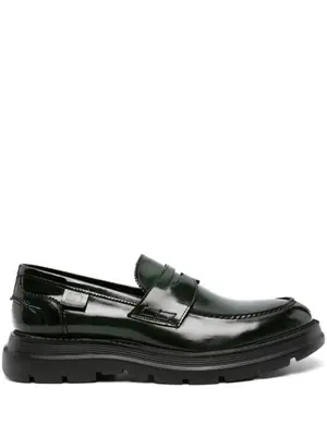 GIULIANO GALIANO Freddie Penny-slot Leather Loafers - Green